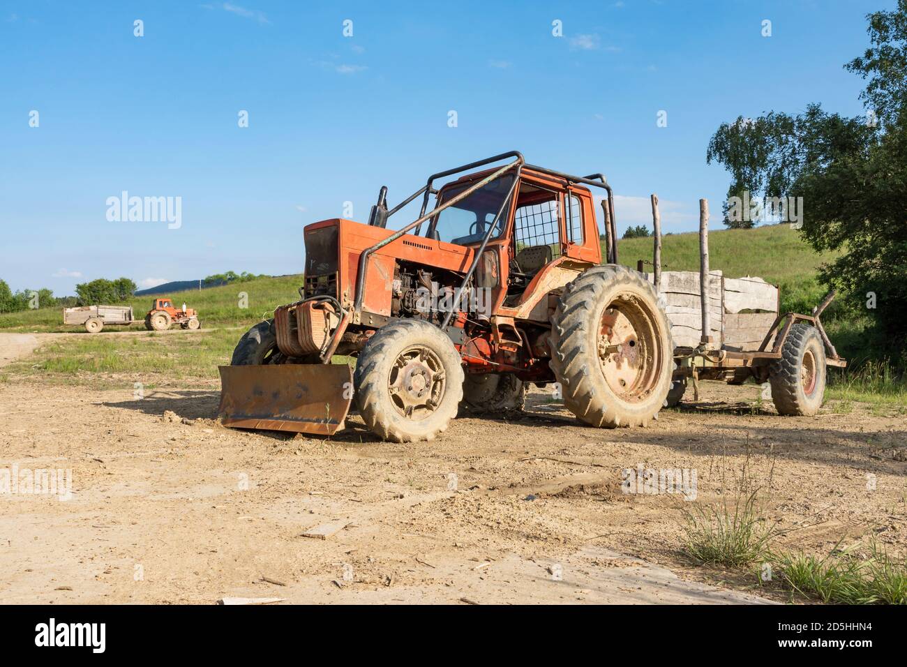Old Belarusian tractor (MTZ Belarus) used in Polish forests. Bieszczady ...