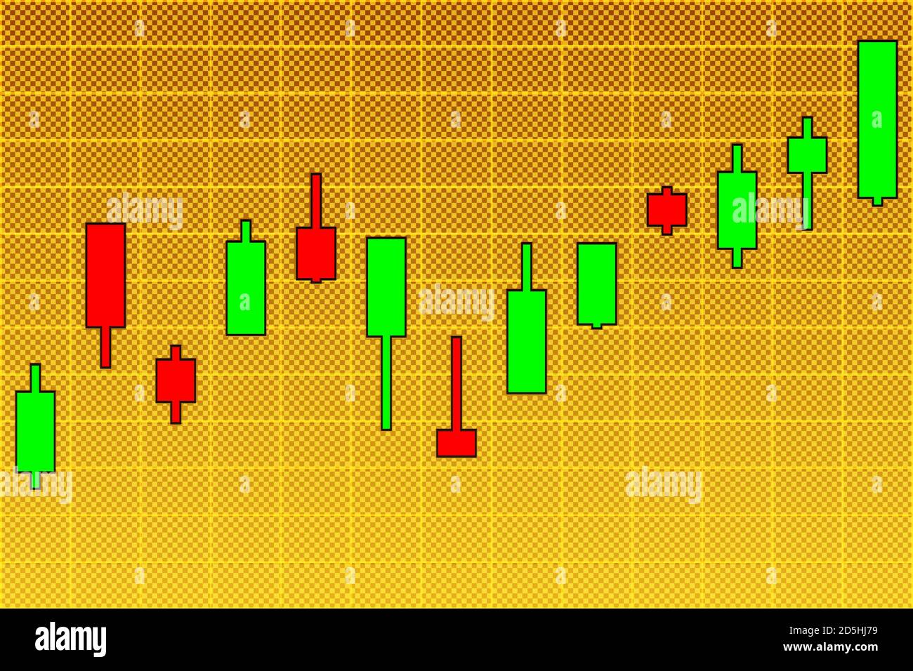 An abstract halftone upward trend candlestick chart background image ...