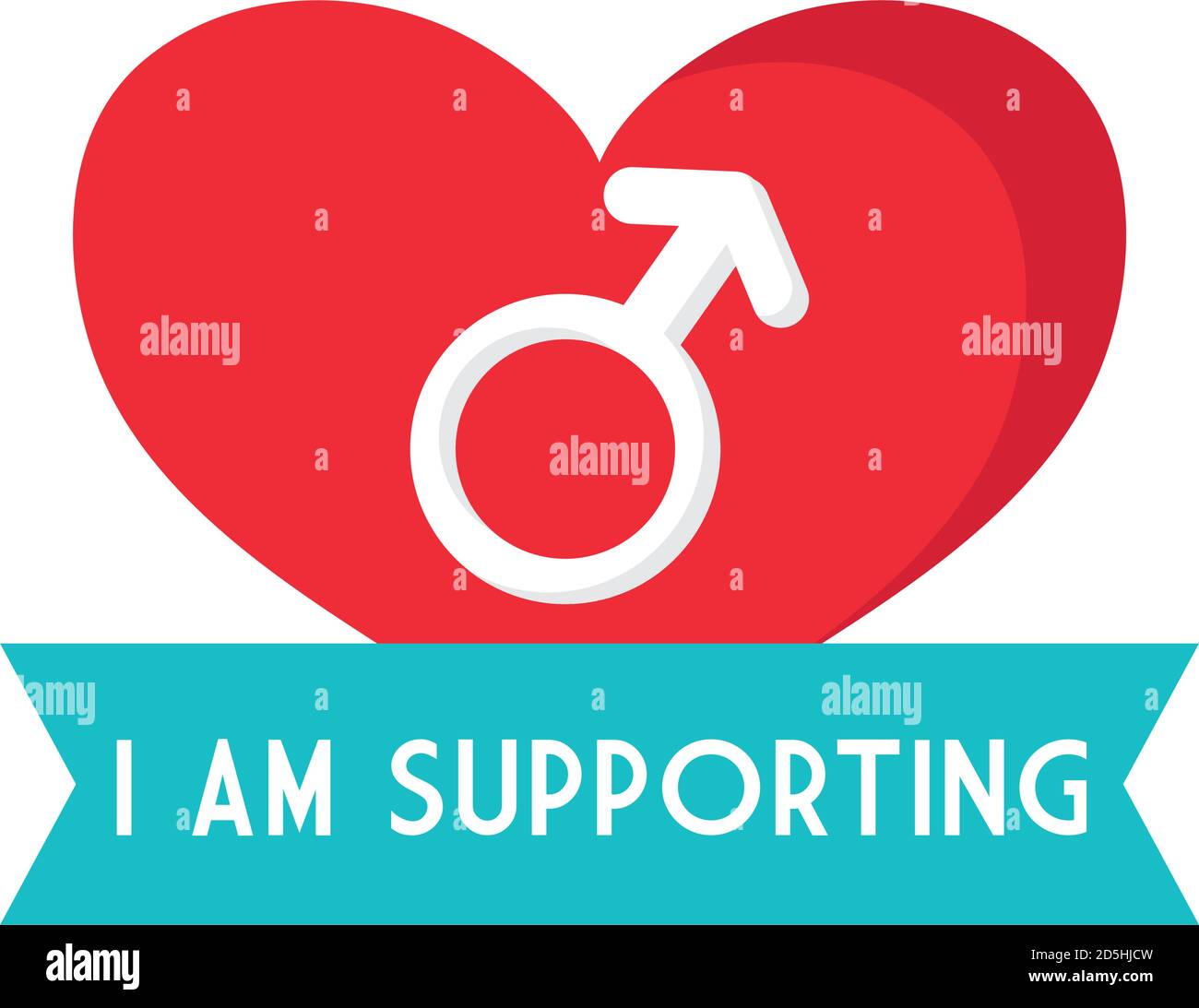 i am supporting world aids day with male gender on heart vector design ...