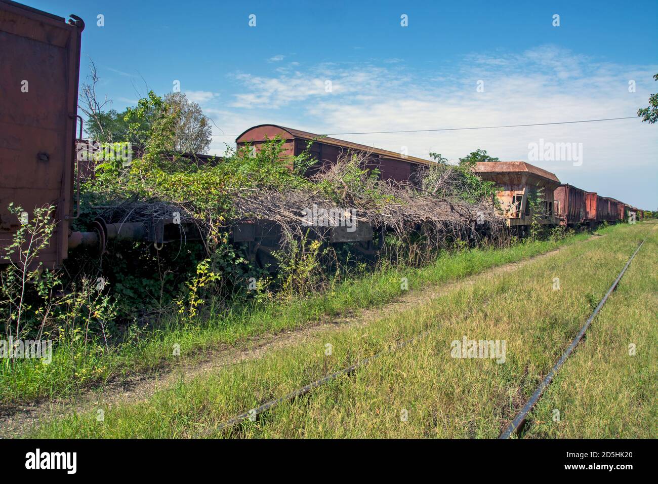 Old freight railway wagons that have expired and are waiting to be ...