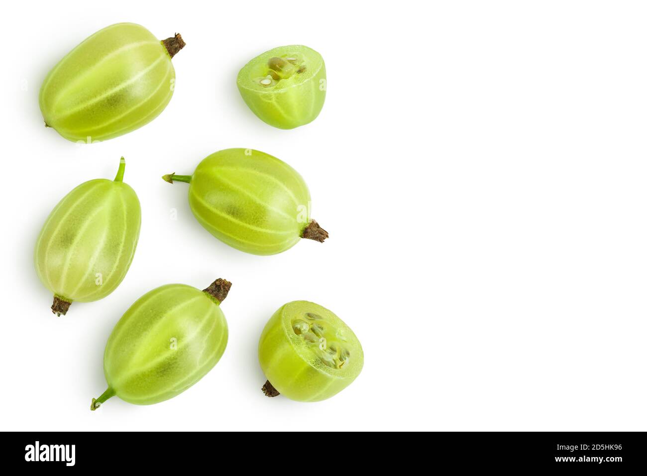 Green gooseberry isolated on white background with clipping path and ...