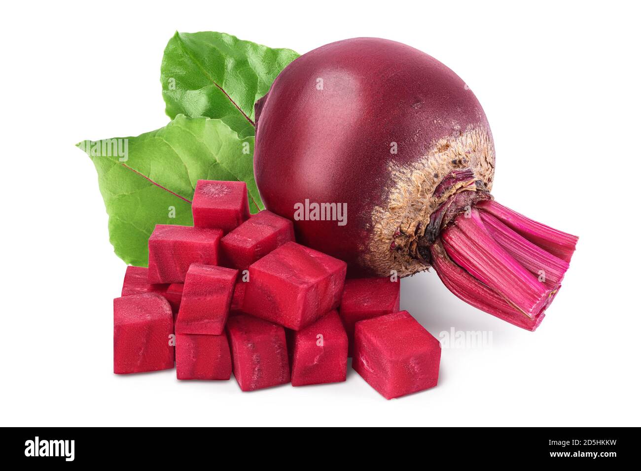 beetroot with diced isolated on white background with clipping path and ...