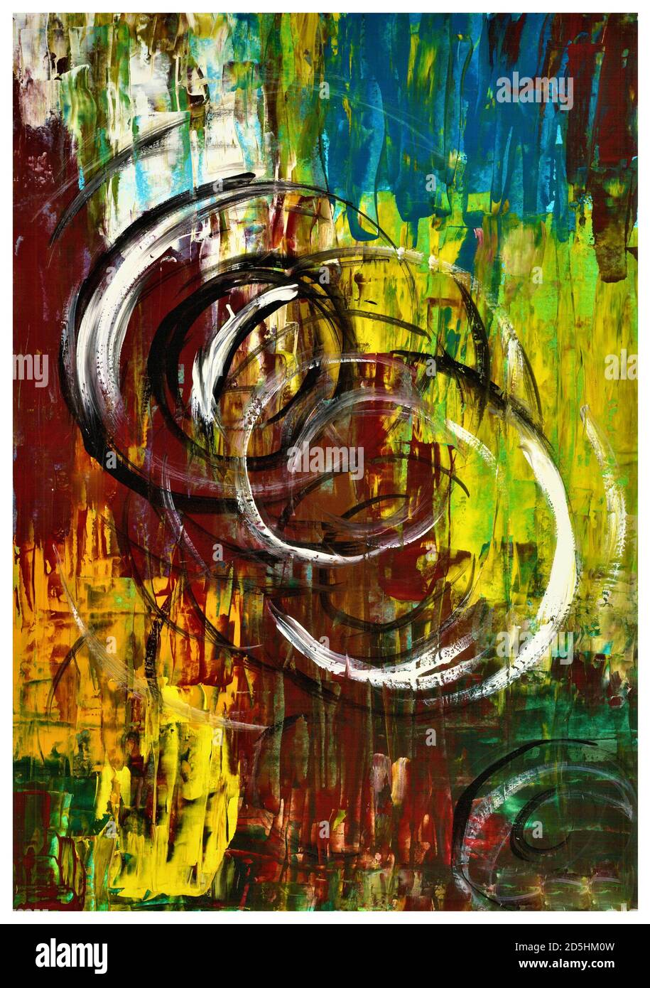 Colourful abstract painting in main colors and thick texture. Painted ...