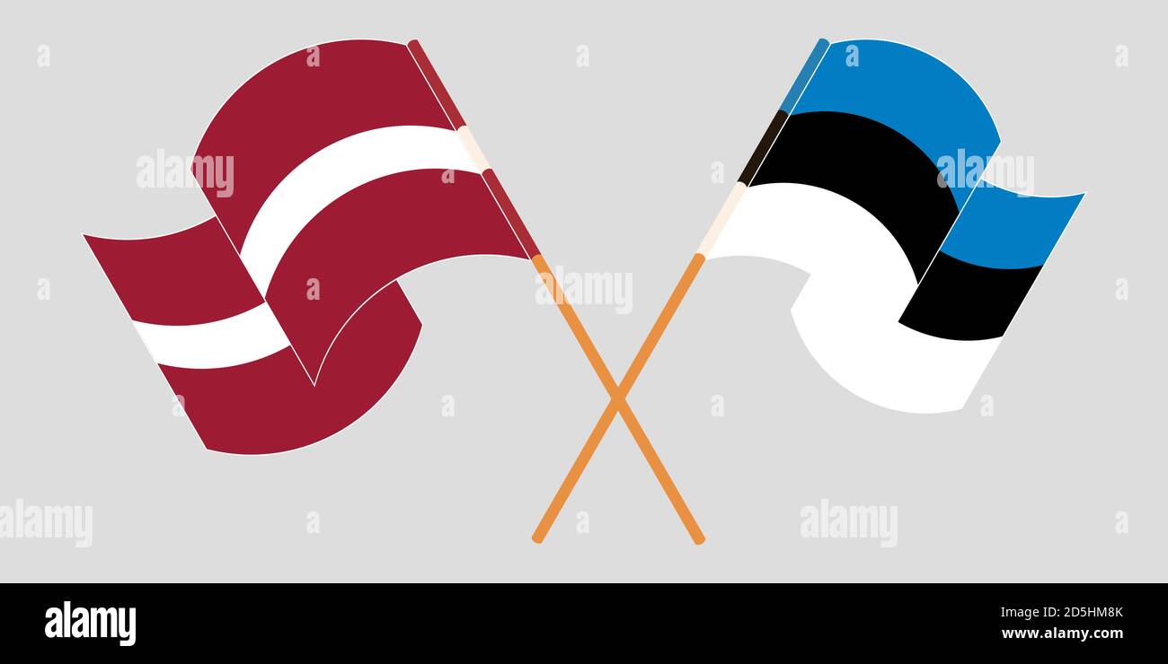 Crossed and waving flags of Latvia and Estonia. Vector illustration Stock Vector Image & Art - Alamy