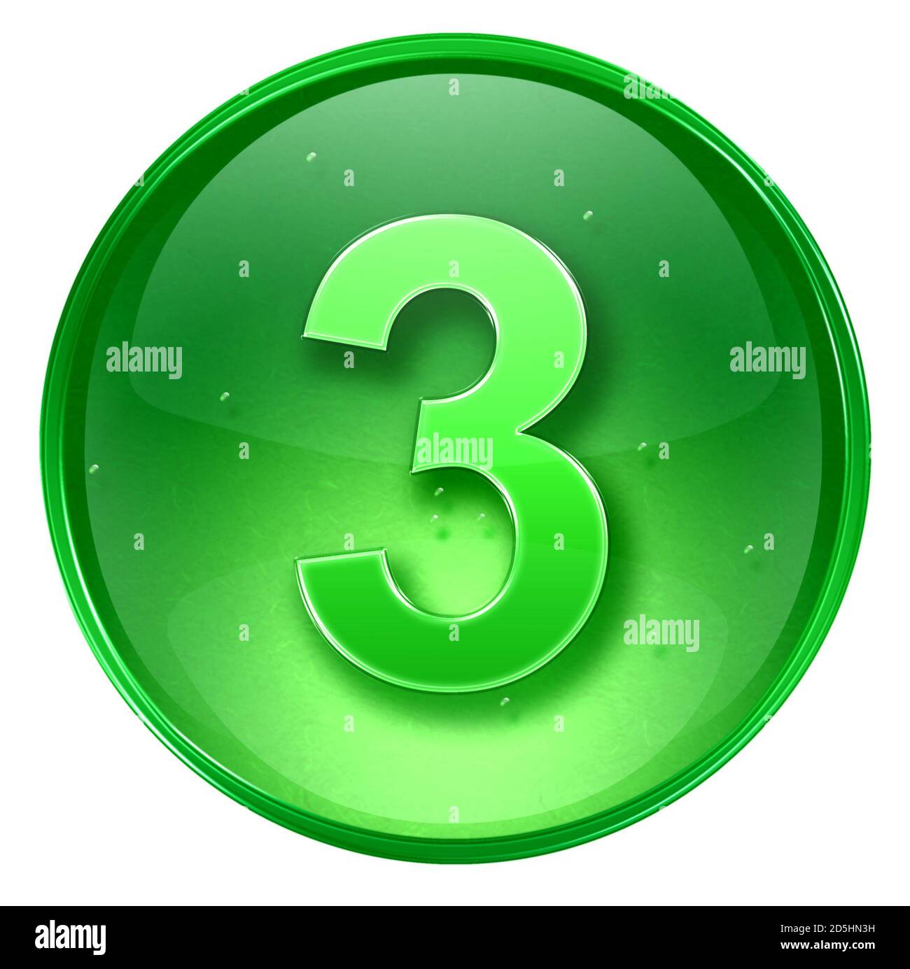 number three icon green, isolated on white background Stock Photo - Alamy