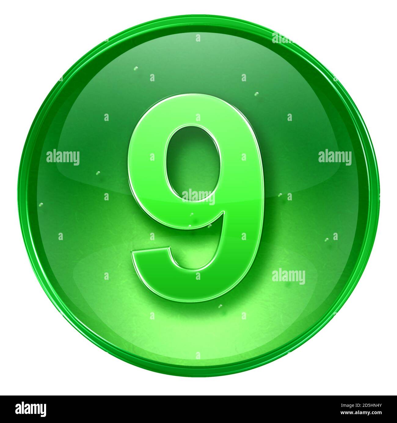 number Nine icon green, isolated on white background Stock Photo - Alamy