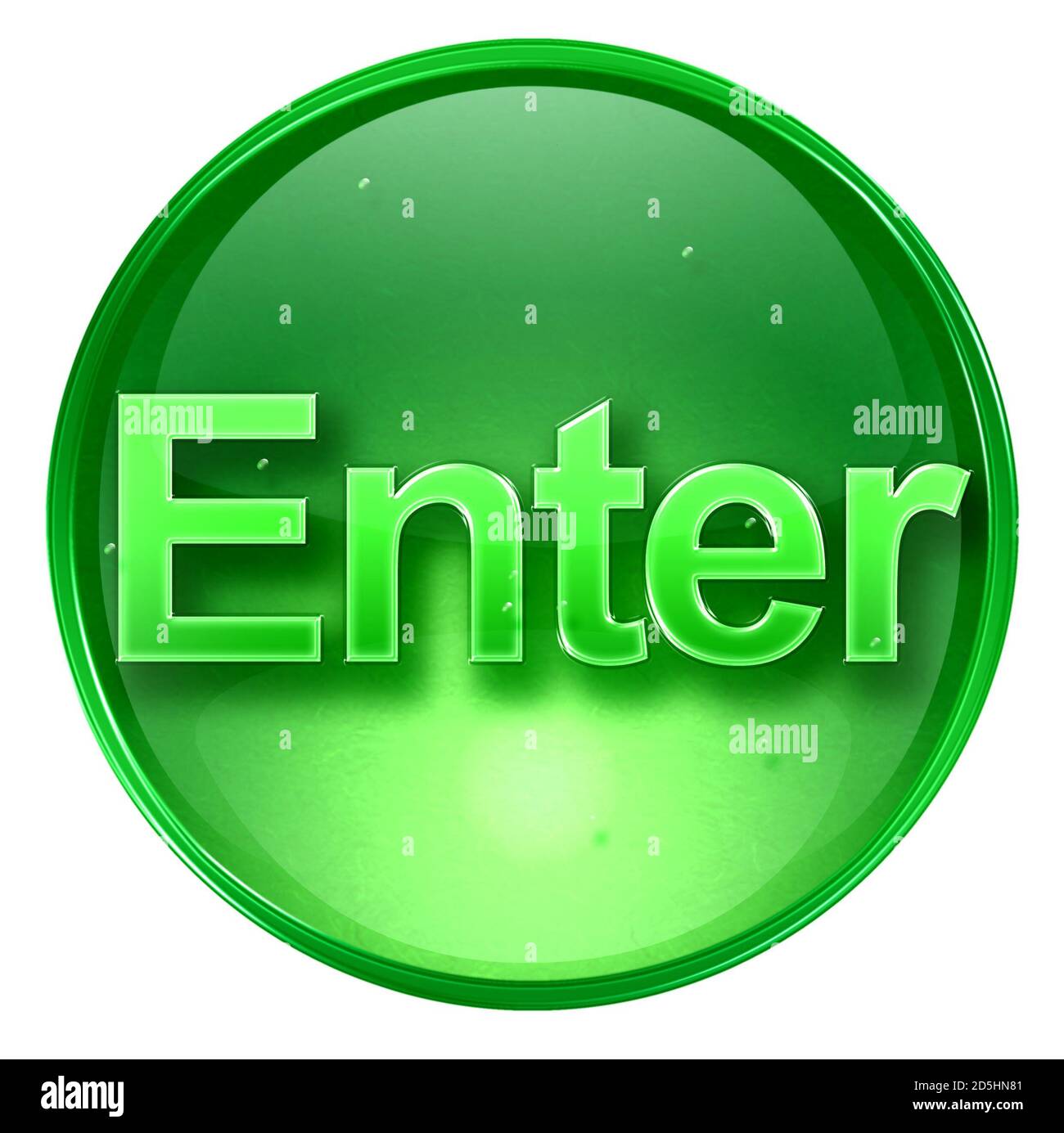 Enter icon green, isolated on white background Stock Photo - Alamy