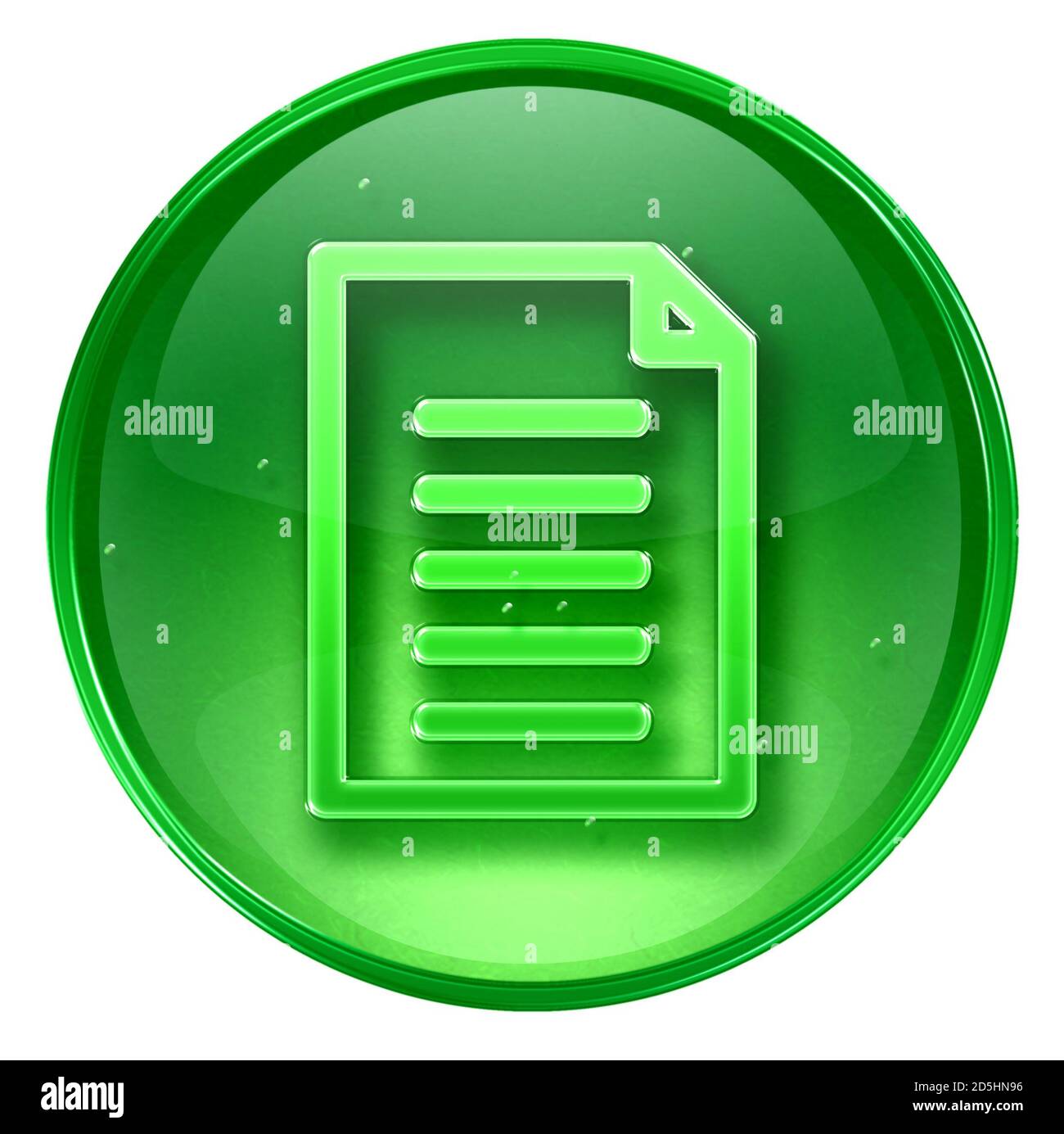 Document icon green, isolated on white background Stock Photo - Alamy