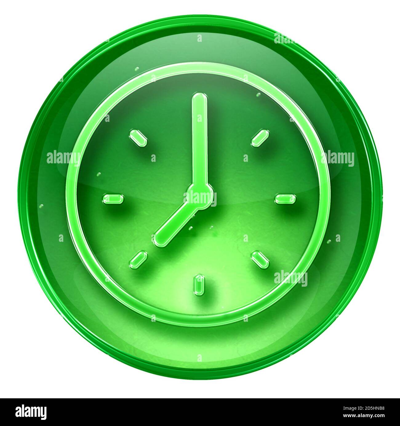 clock icon green, isolated on white background Stock Photo - Alamy