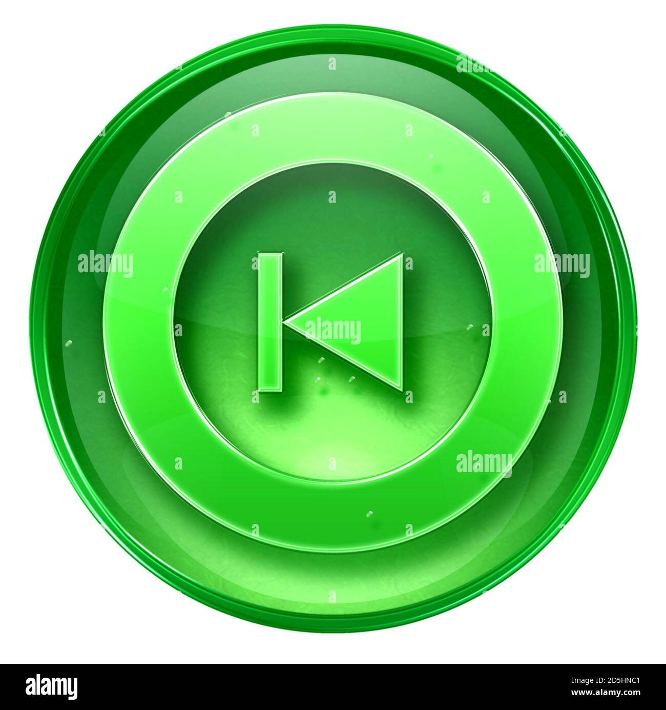 Rewind Back icon green, isolated on white background Stock Photo - Alamy