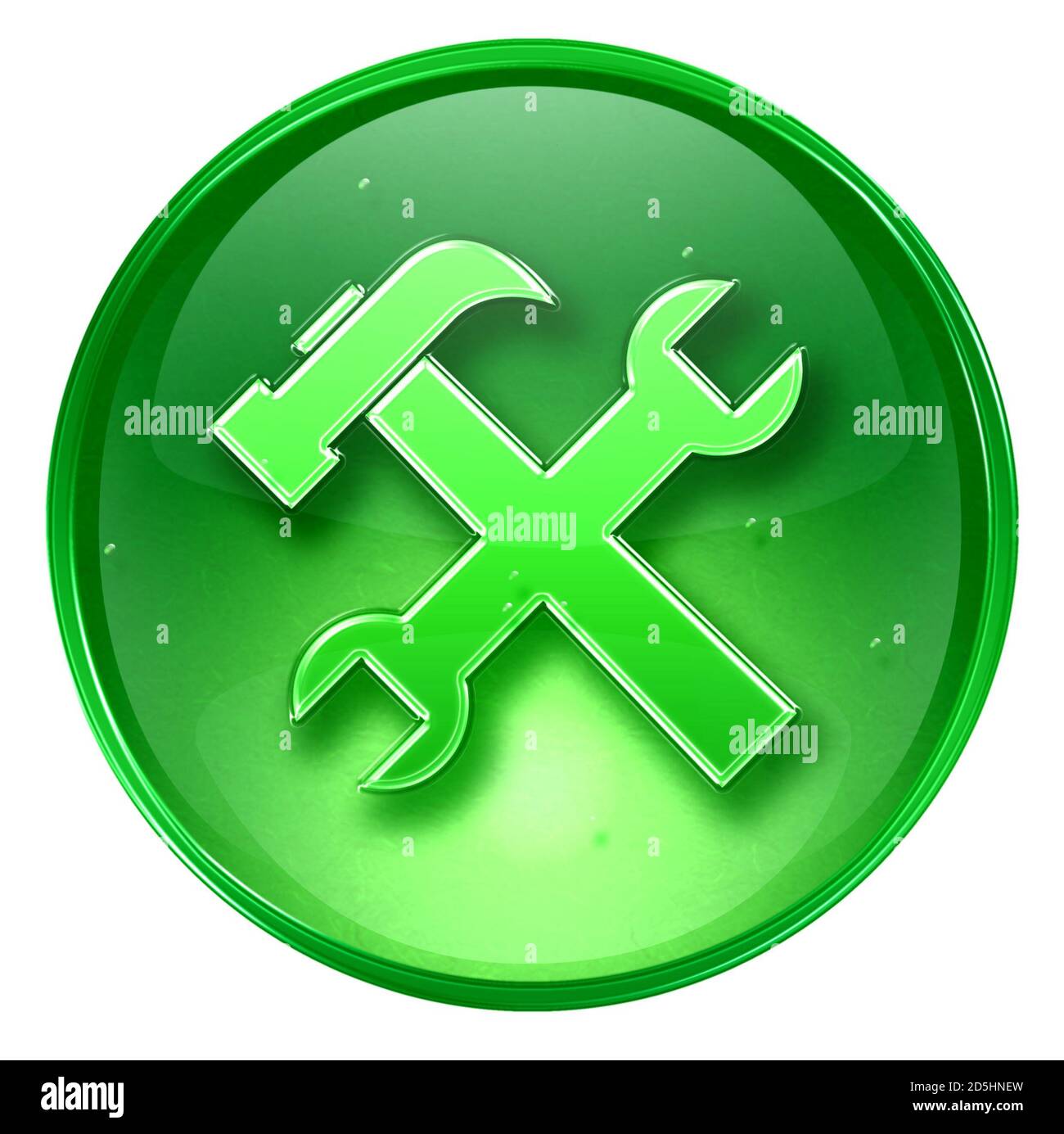 Tools icon green, isolated on white background Stock Photo - Alamy
