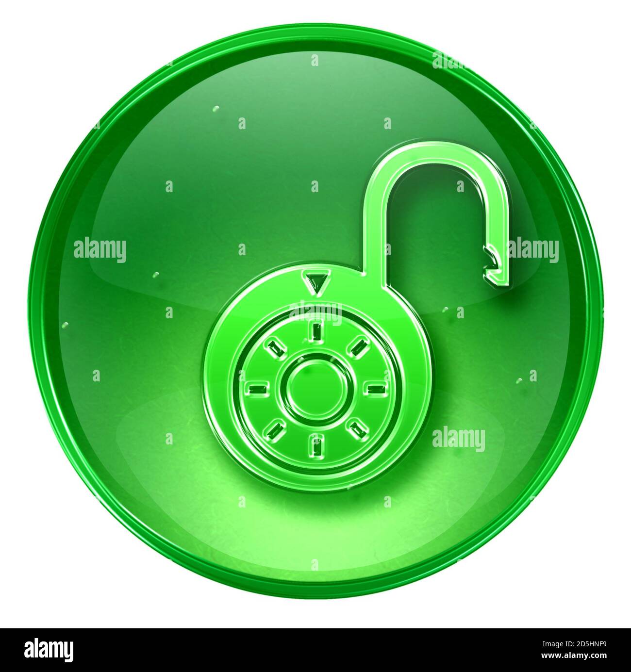 Lock on, icon green, isolated on white background Stock Photo - Alamy