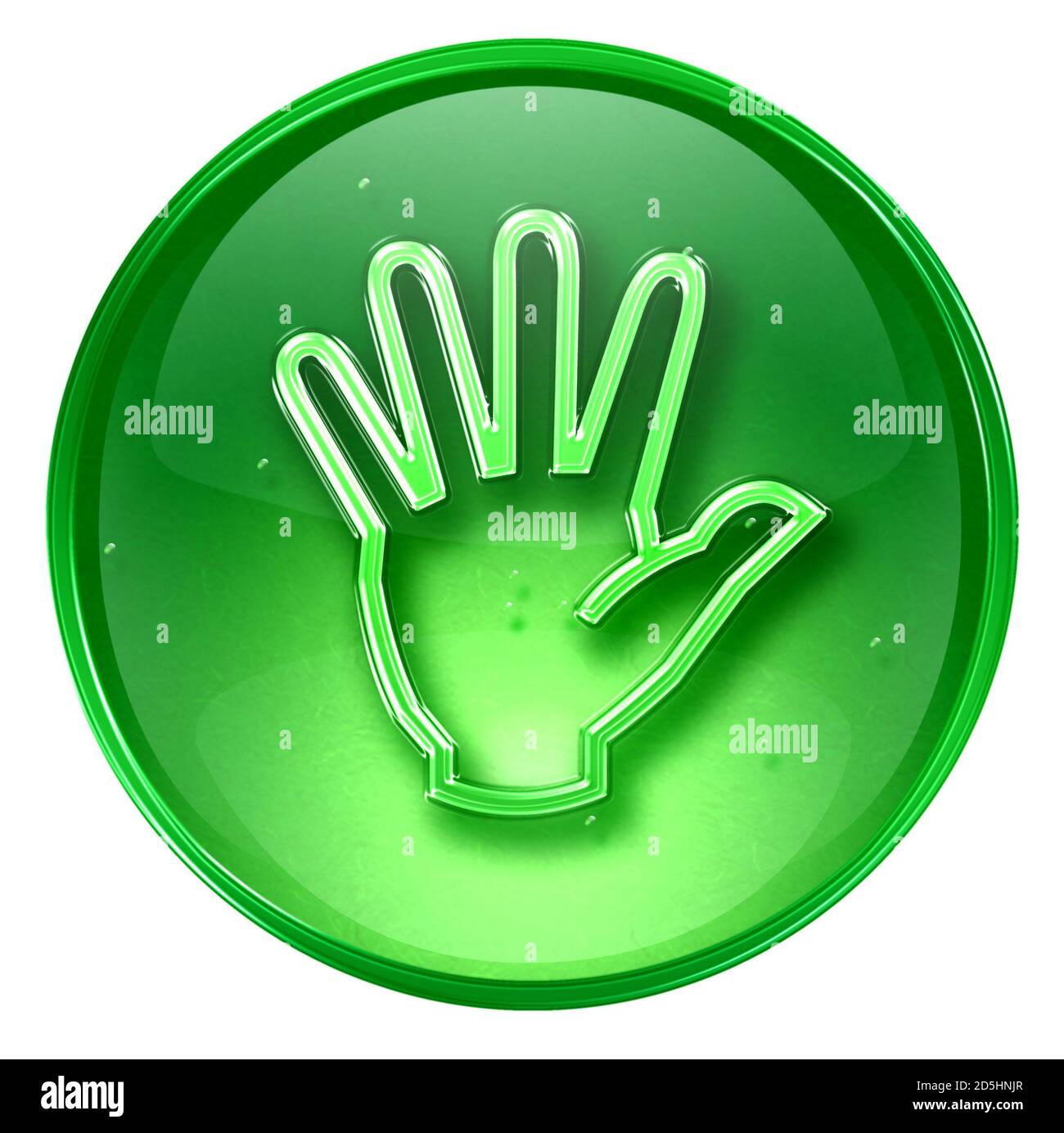 hand icon green, isolated on white background Stock Photo - Alamy