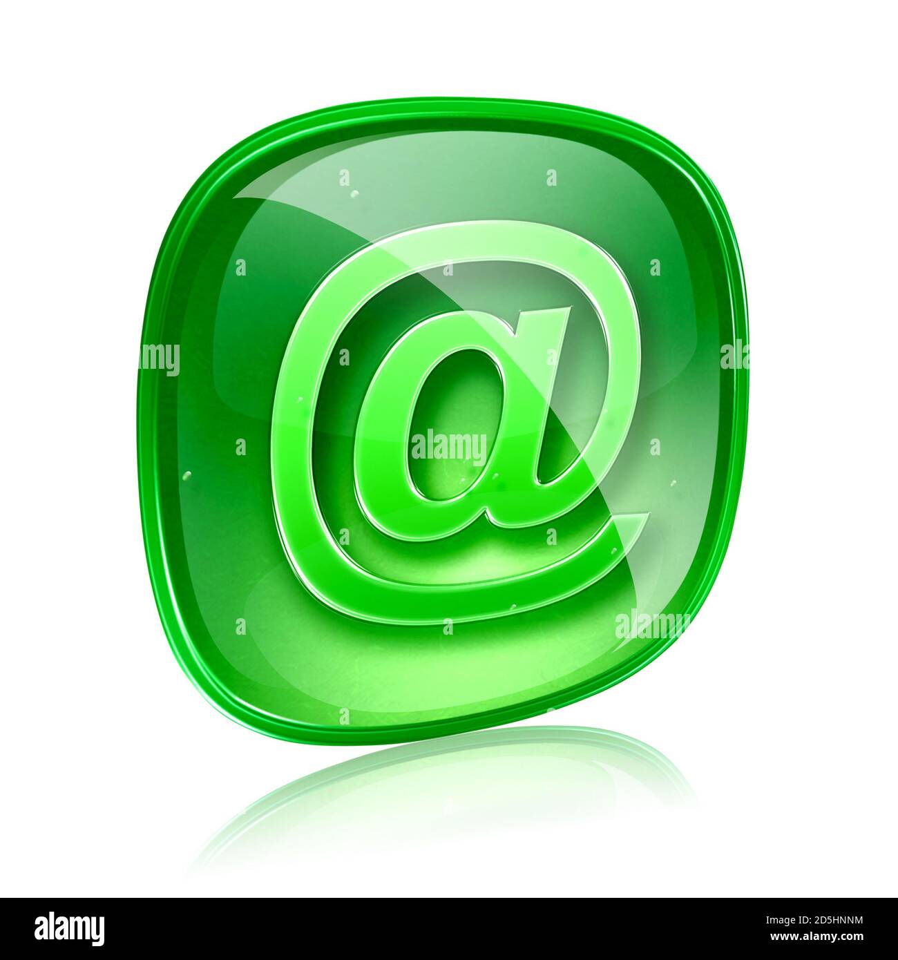 email icon green glass, isolated on white background Stock Photo - Alamy