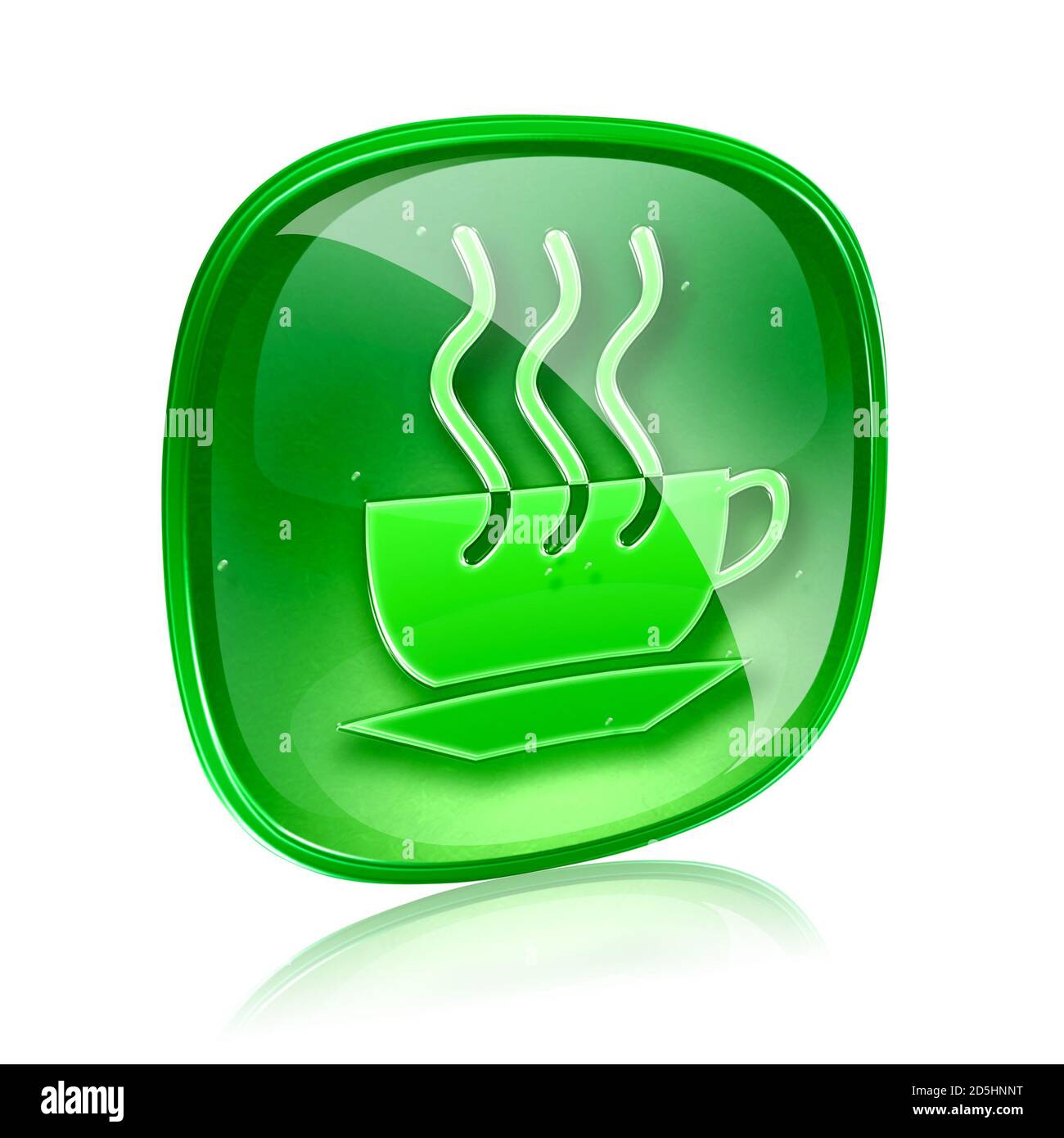 coffee cup icon green glass, isolated on white background Stock Photo ...