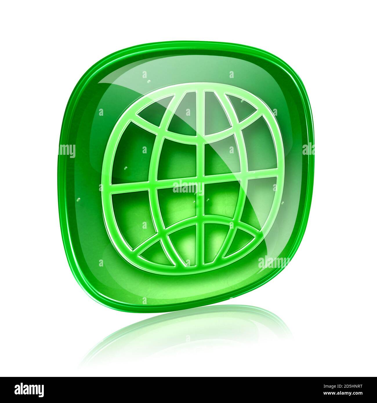 World icon green glass, isolated on white background Stock Photo - Alamy