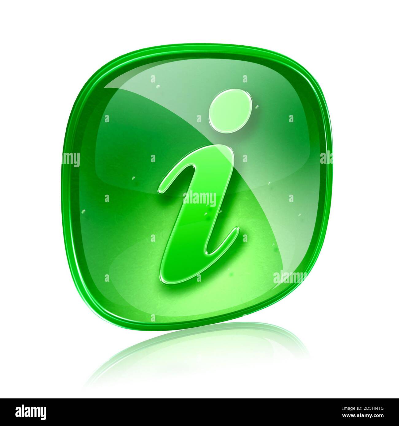 information icon green glass, isolated on white background Stock Photo ...