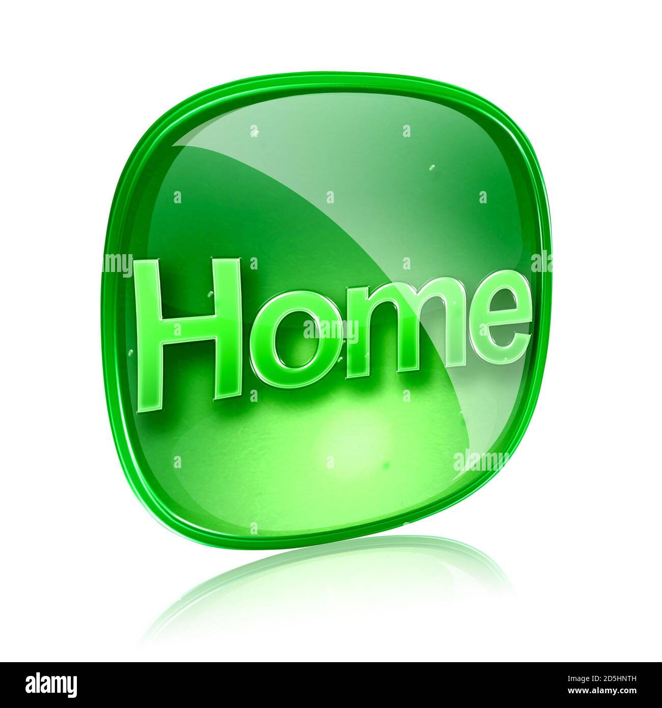 home icon green glass, isolated on white background Stock Photo - Alamy