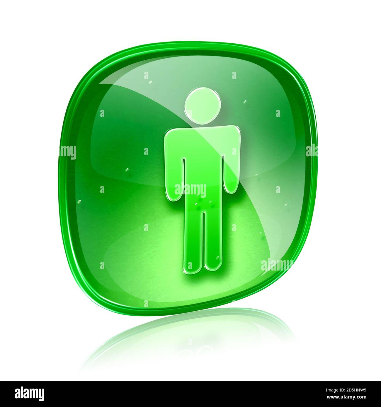 men icon green glass, isolated on white background Stock Photo - Alamy
