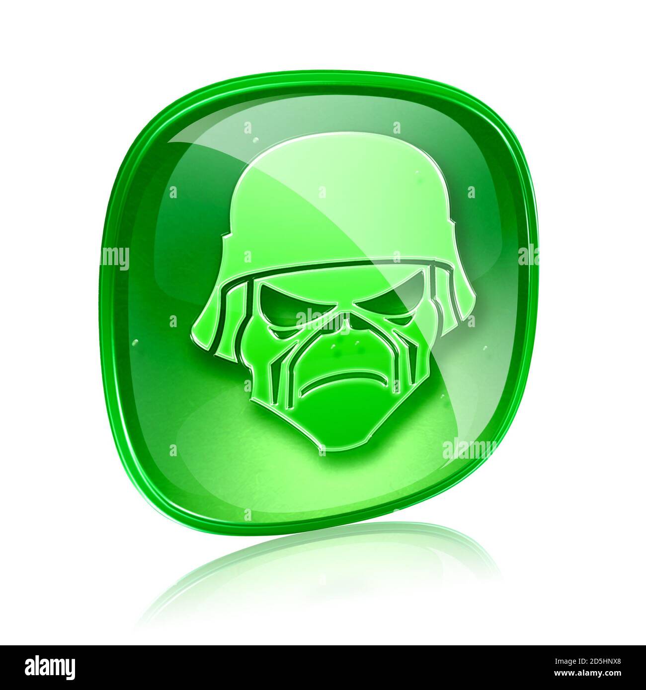 Army icon green glass, isolated on white background Stock Photo - Alamy