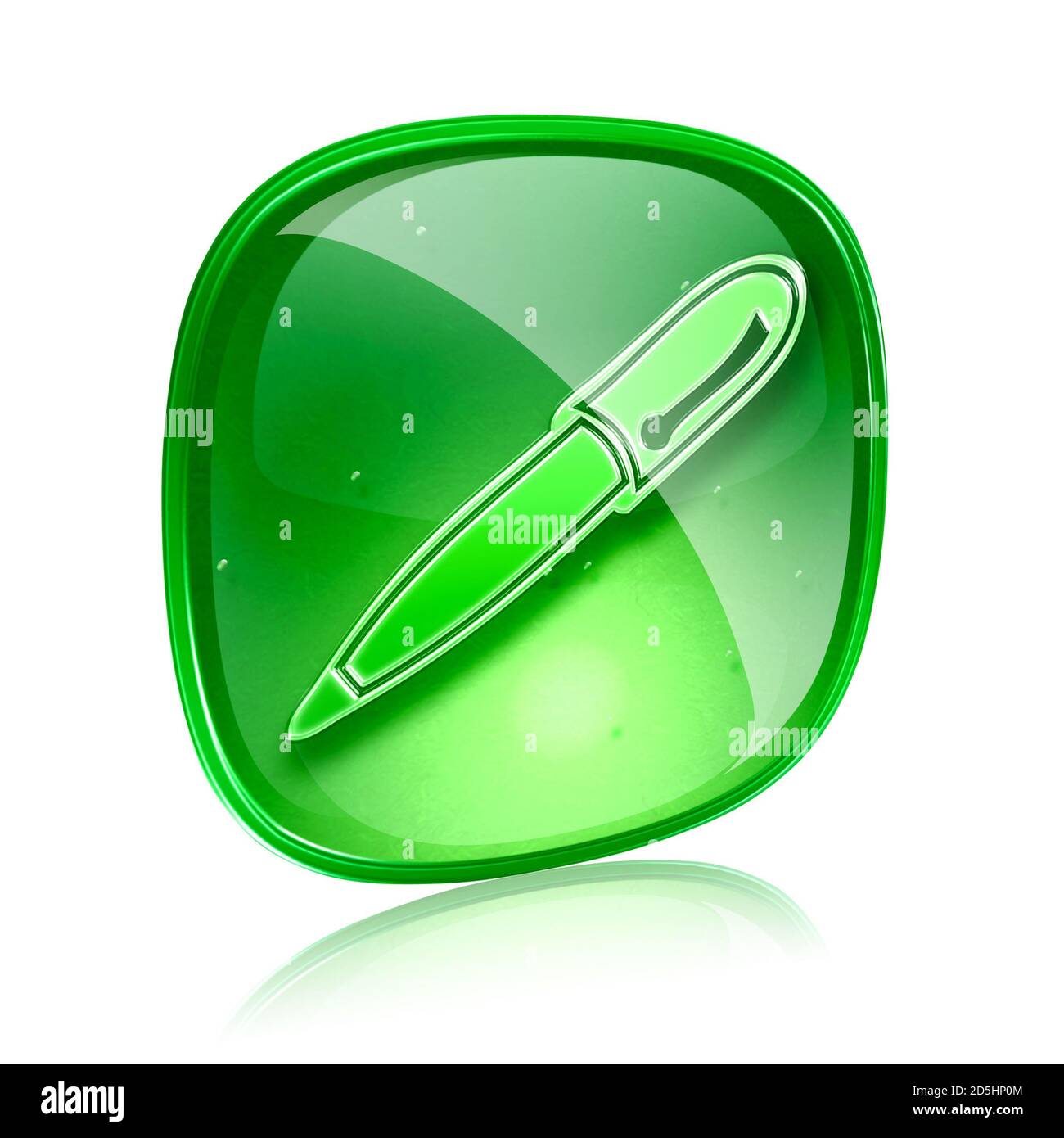 pen icon green glass, isolated on white background Stock Photo - Alamy