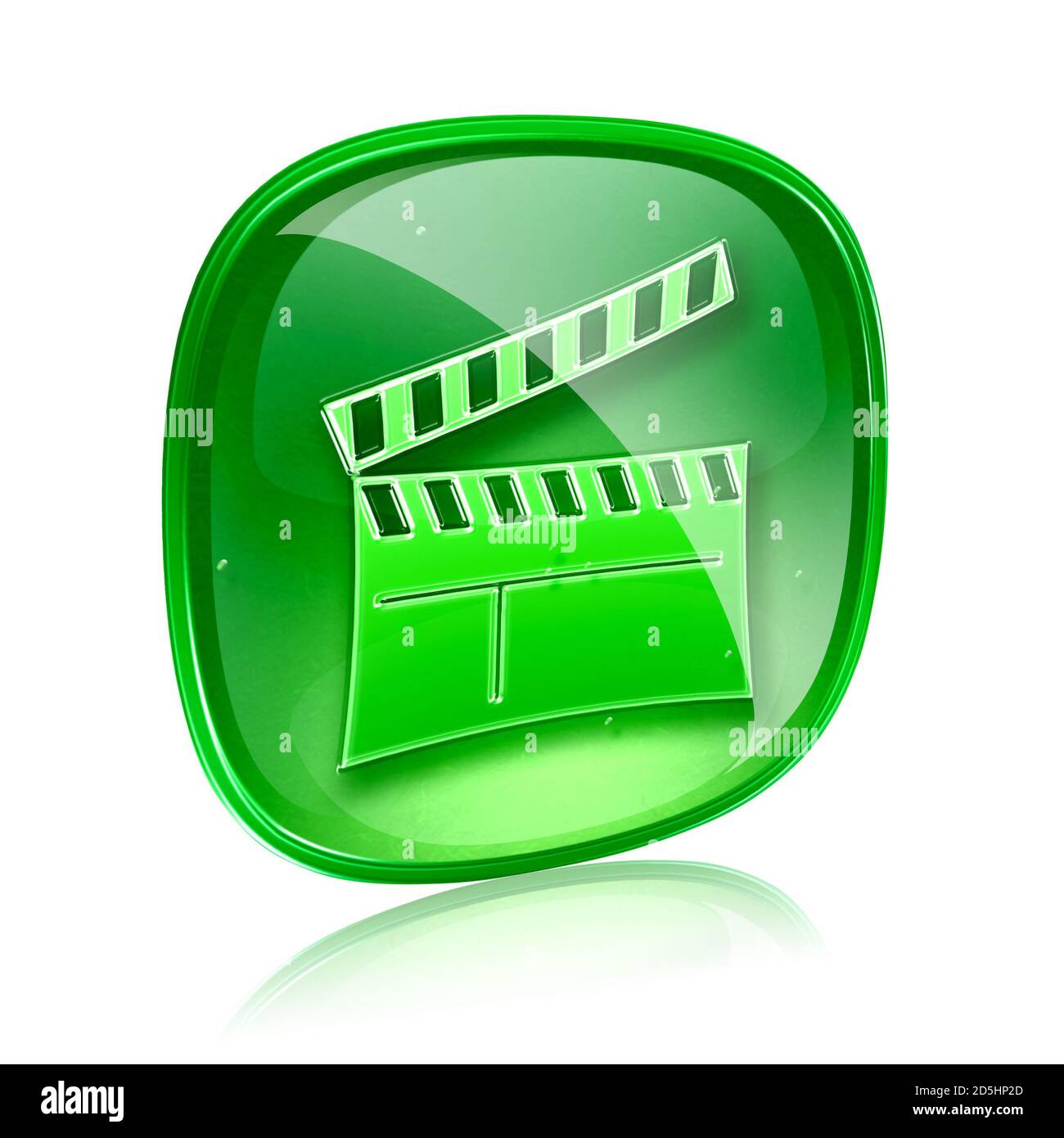 movie clapperboard icon blue green, isolated on white background Stock ...