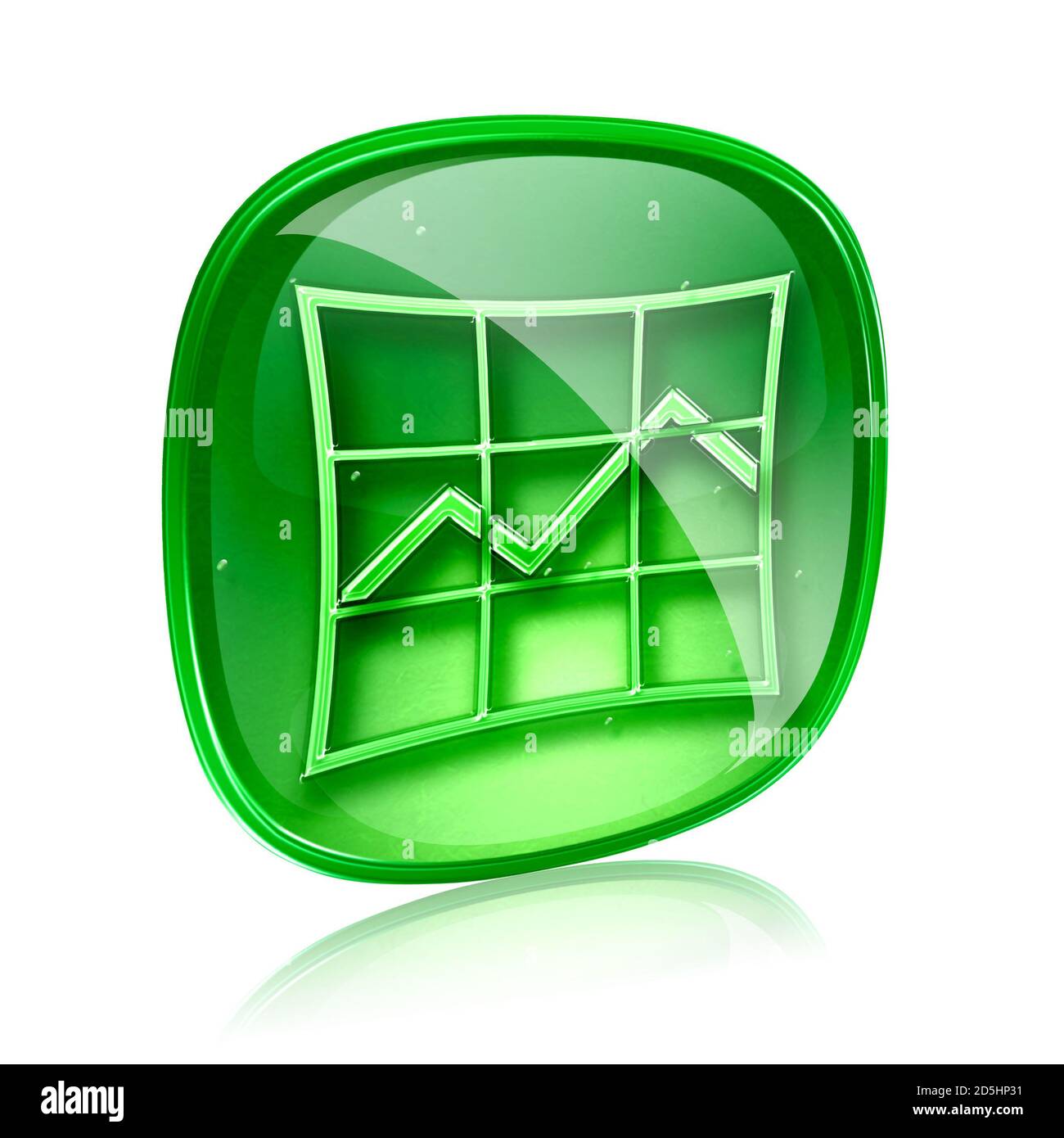 graph icon green glass, isolated on white background Stock Photo - Alamy