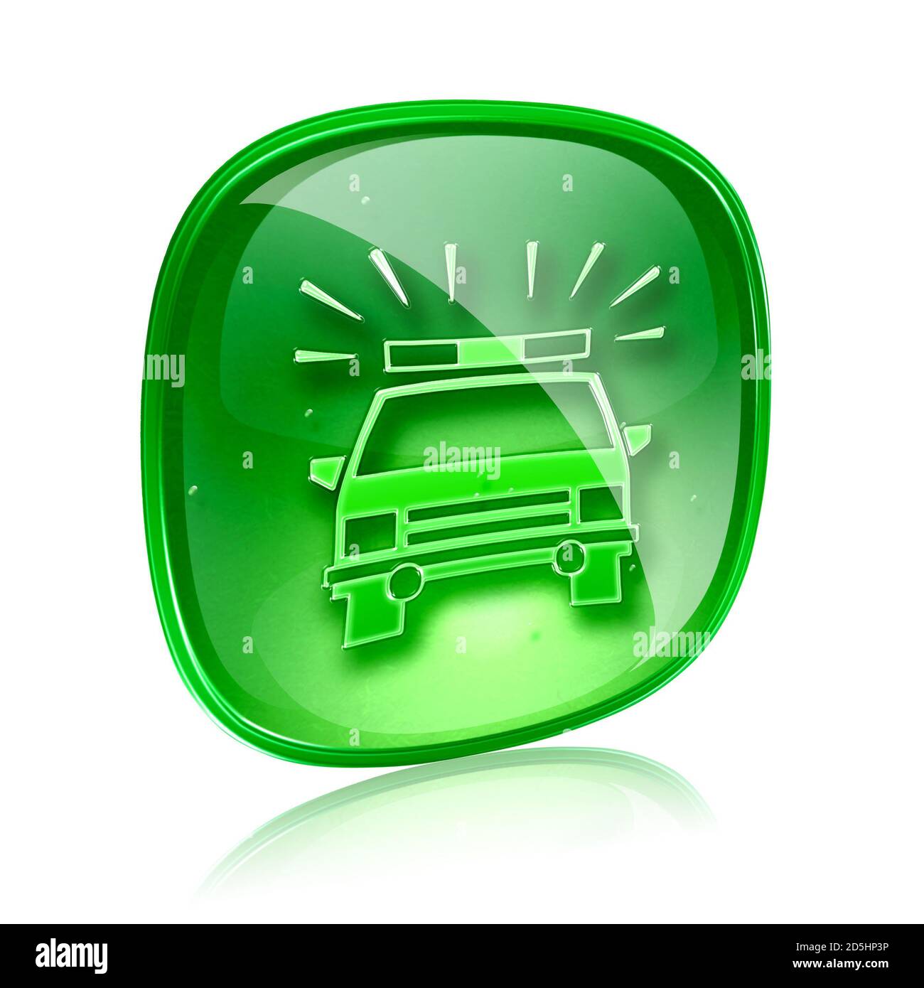 police icon green glass, isolated on white background Stock Photo - Alamy