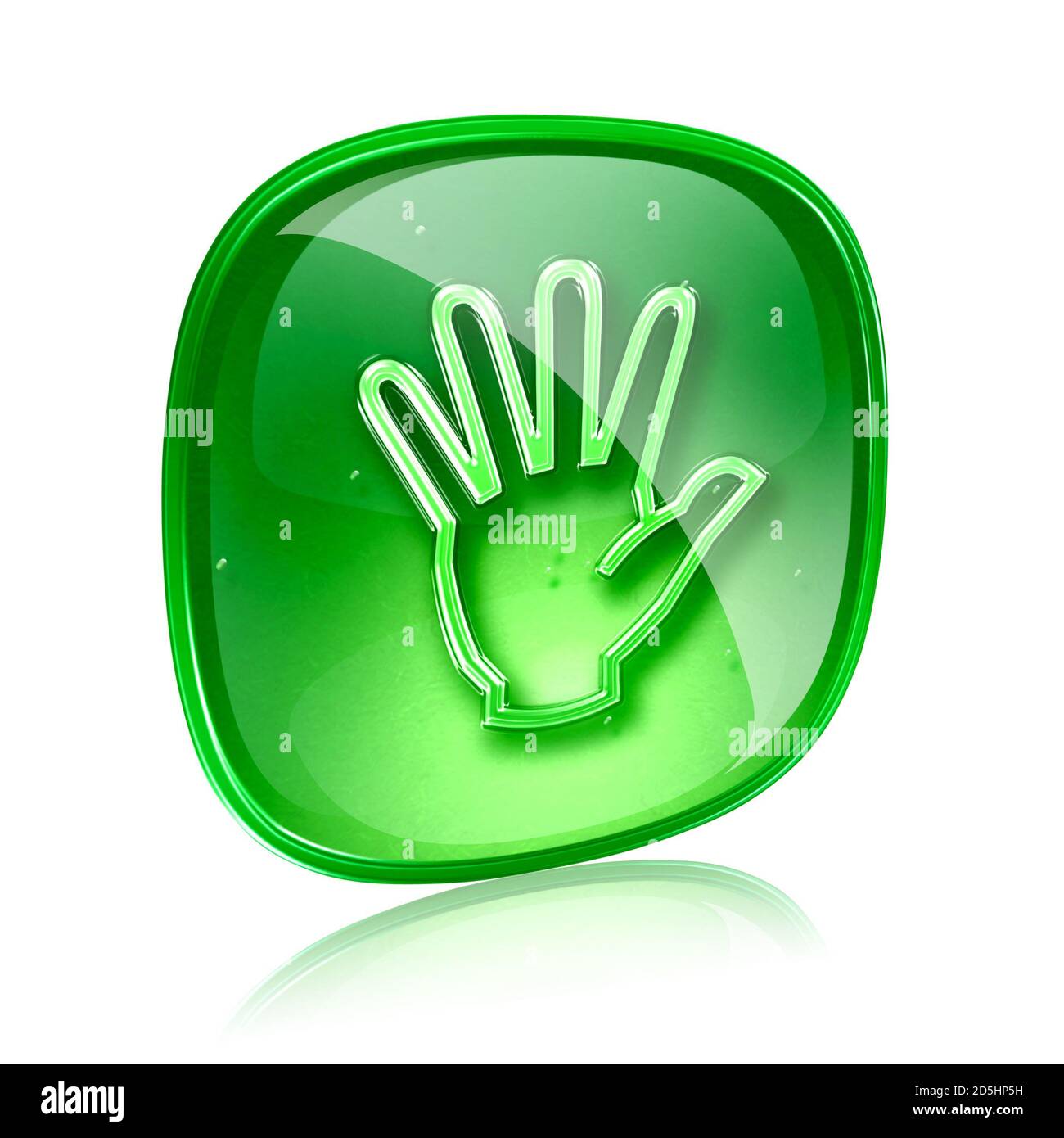 hand icon green glass, isolated on white background Stock Photo - Alamy