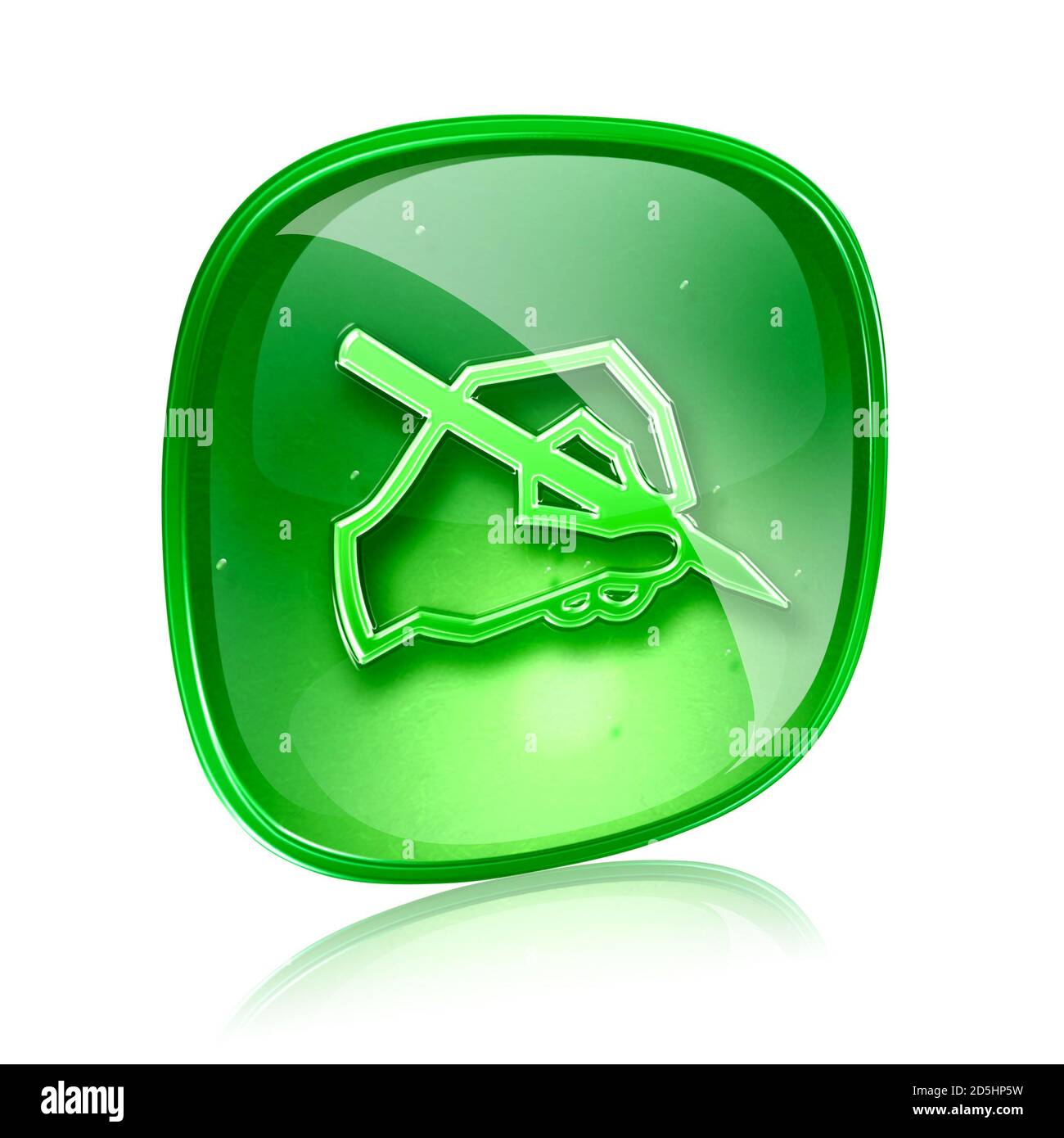 email icon green glass, isolated on white background Stock Photo - Alamy