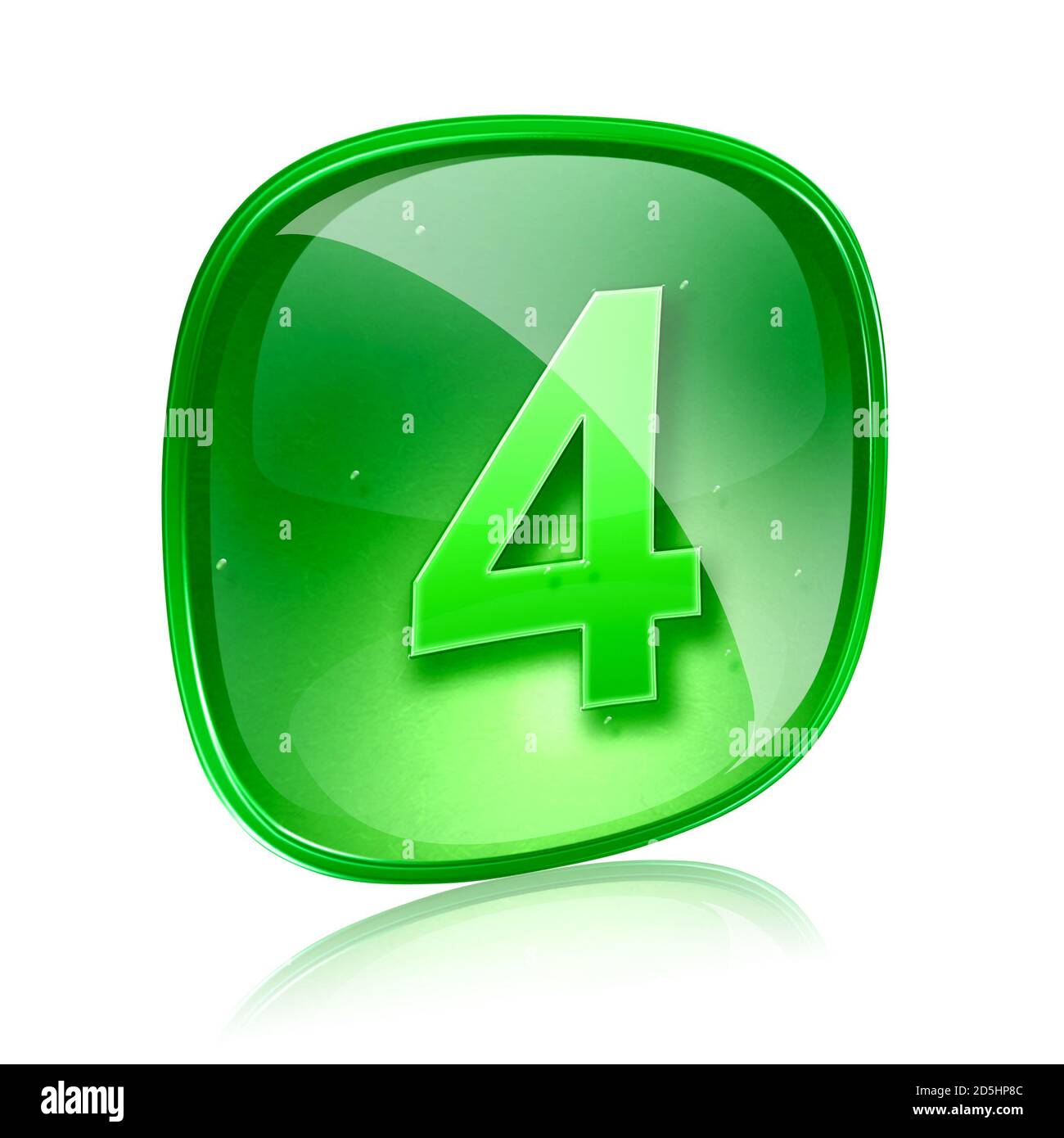Number four icon green glass, isolated on white background Stock Photo ...
