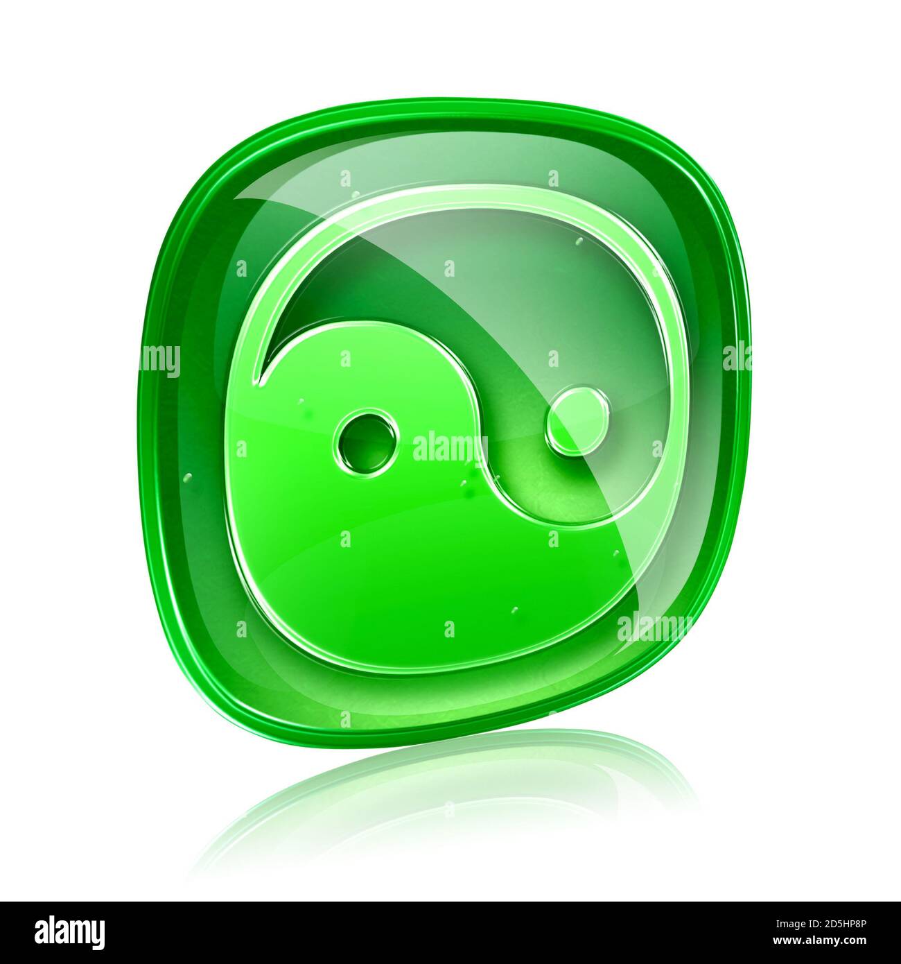yin yang symbol icon green glass, isolated on white background Stock ...