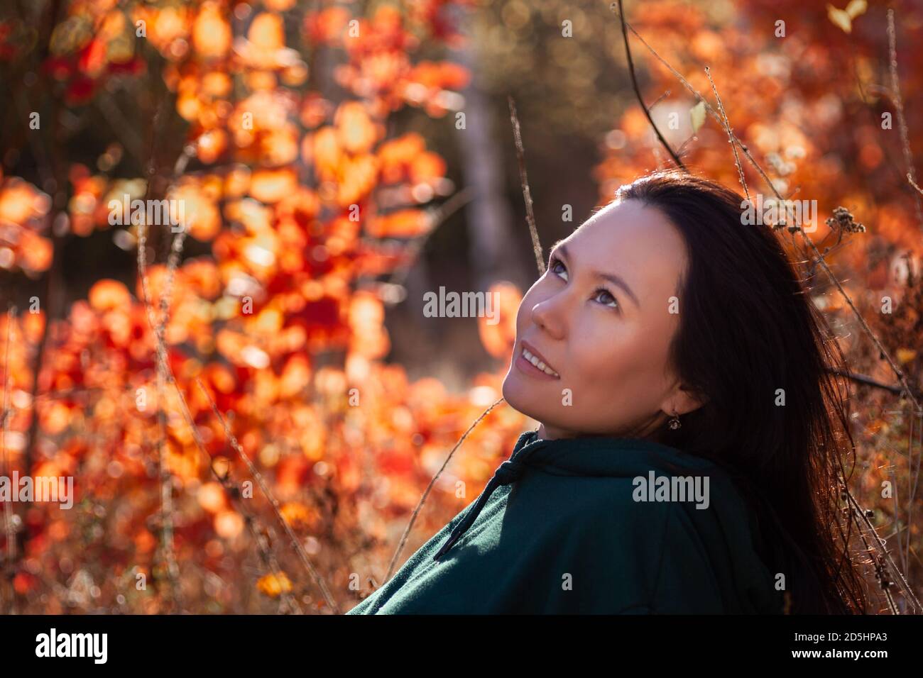 Woman Looking Up At Sky Profile