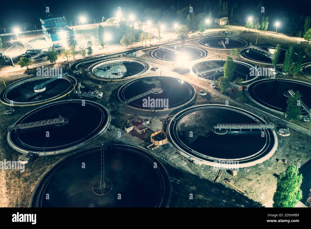 Treatment plant with tanks for purification and filtration of urban ...