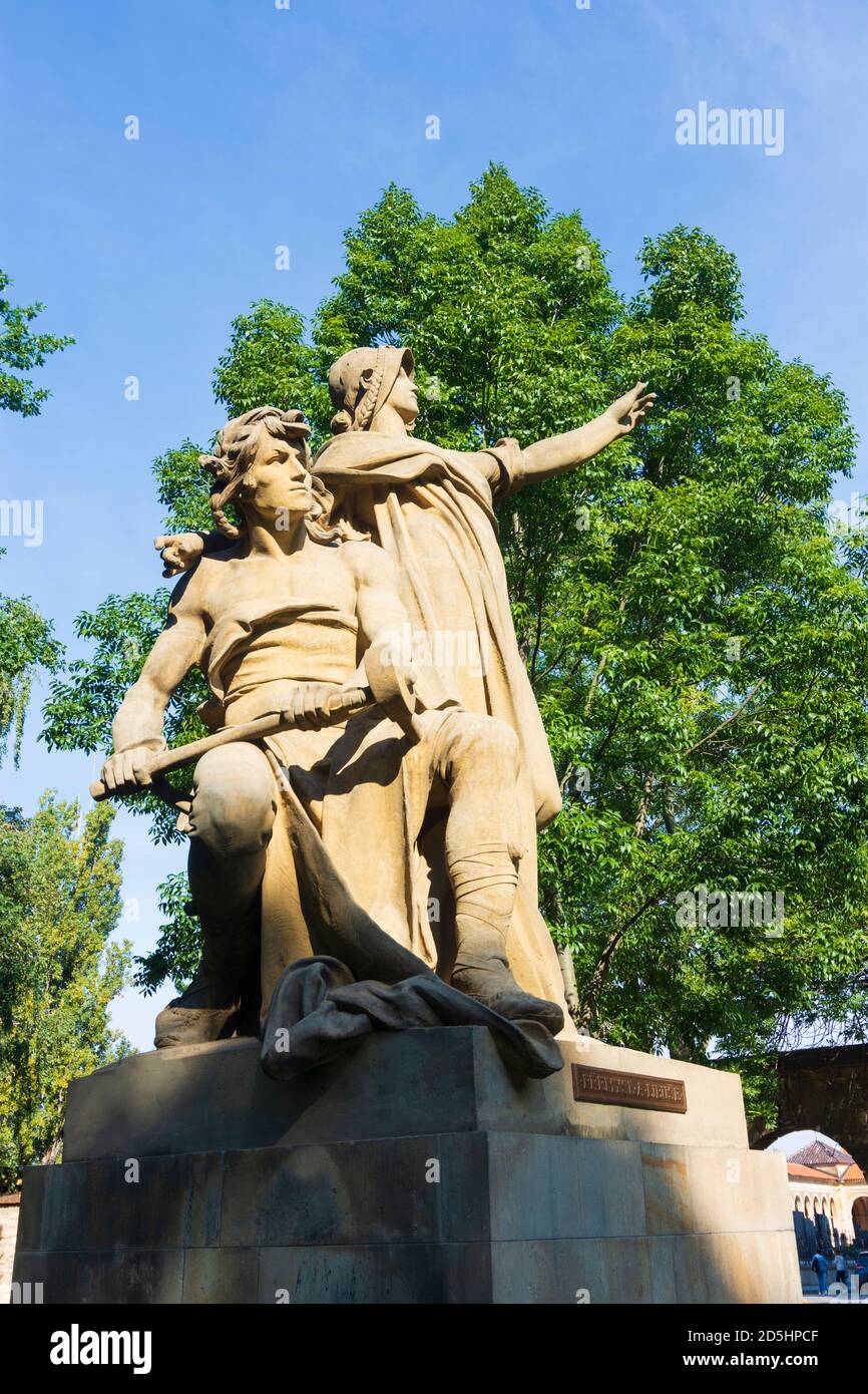 Praha: statue of Libuse and Premysl at Vysehrad (Wyschehrad) fort ...