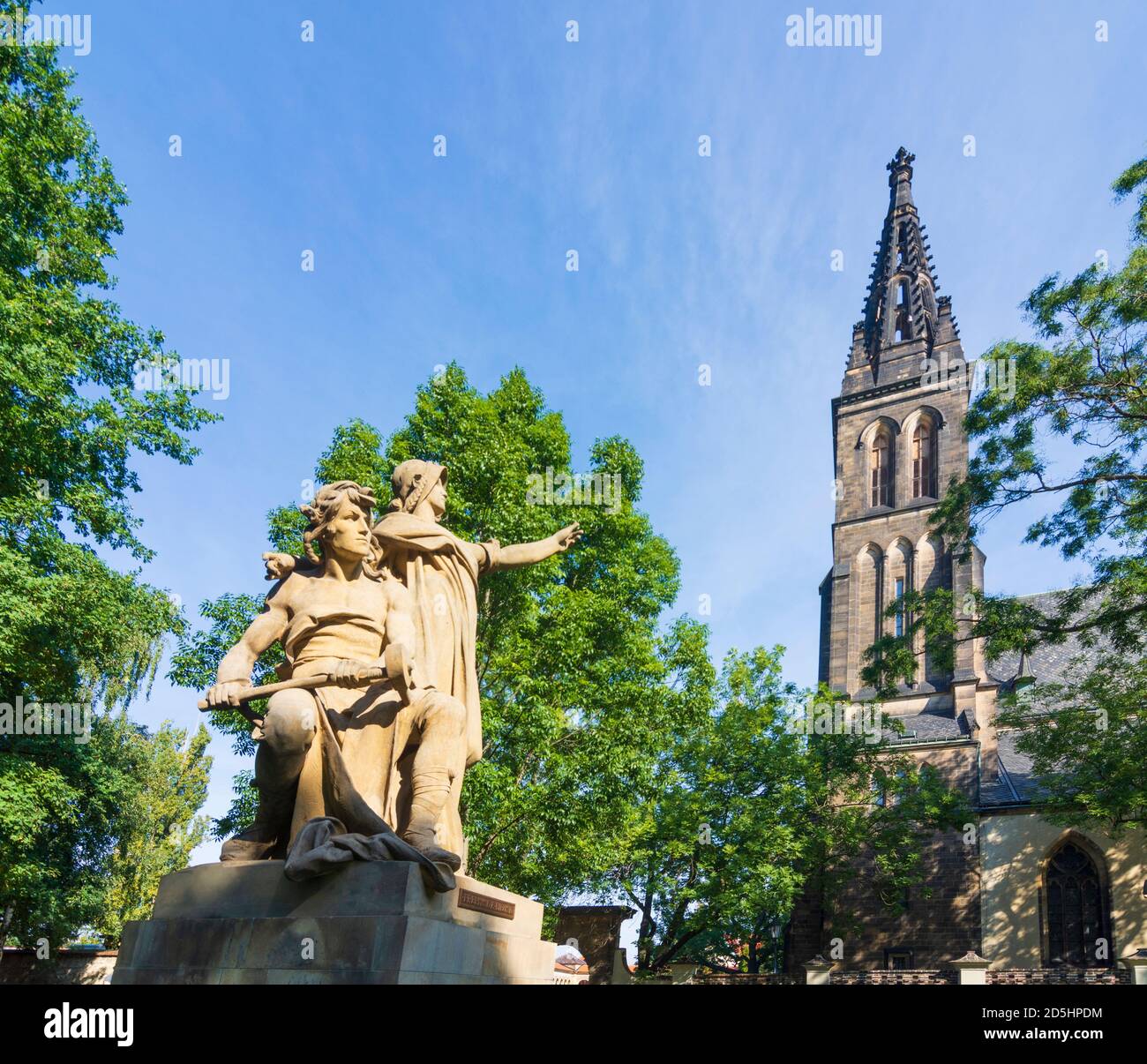 Praha: statue of Libuse and Premysl at Vysehrad (Wyschehrad) fort ...