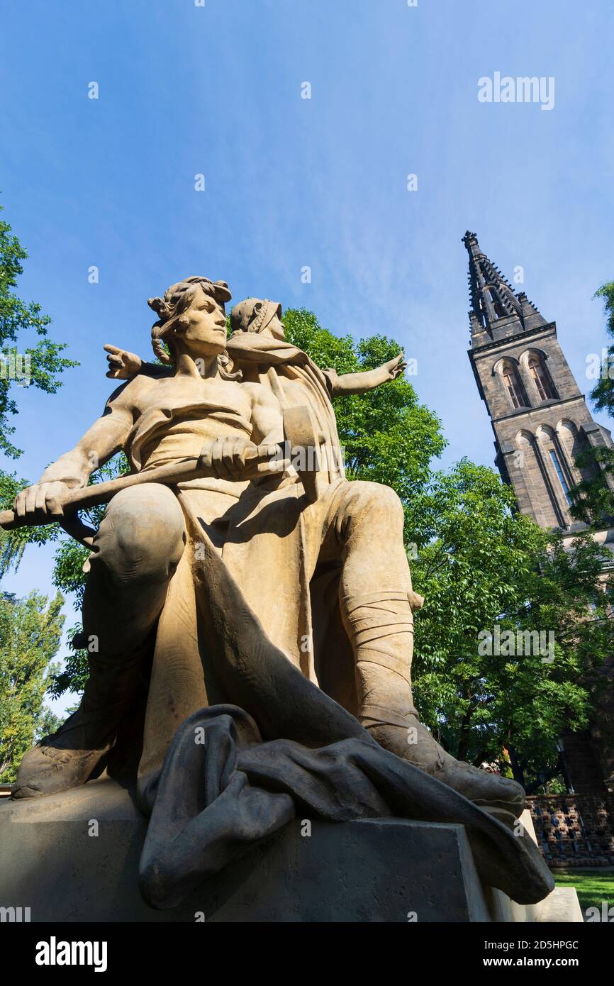 Praha: statue of Libuse and Premysl at Vysehrad (Wyschehrad) fort ...