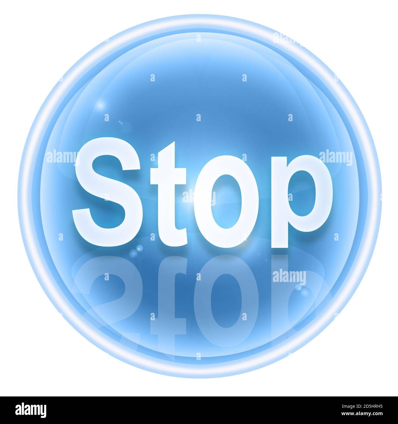 Stop icon ice, isolated on white background Stock Photo - Alamy