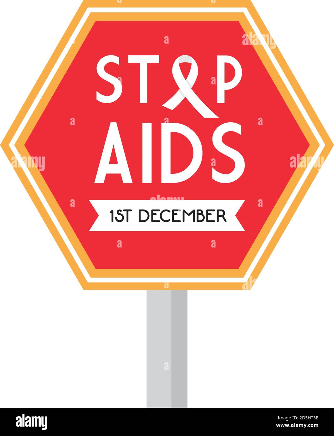 stop aids with ribbon on road sign vector design Stock Vector Image ...