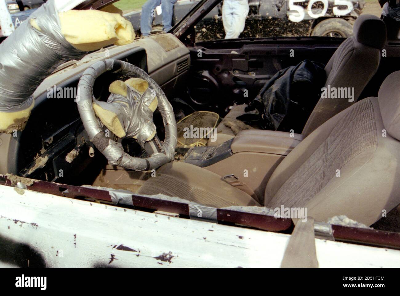 Interior of demolition derby car Stock Photo - Alamy