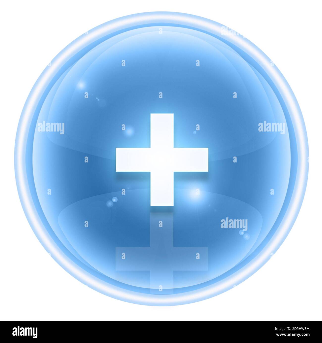 Plus icon ice, isolated on white background Stock Photo - Alamy