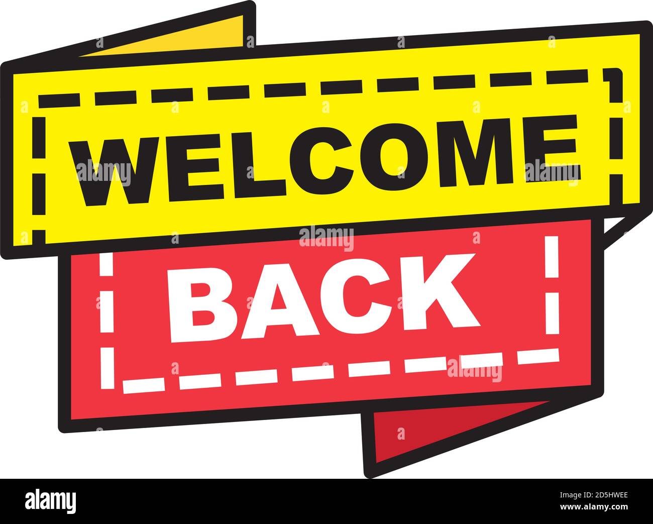 welcome back ribbon line and fill style icon vector design Stock Vector ...