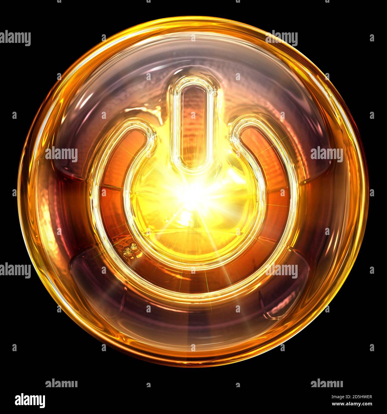 Power icon fire, isolated on black background Stock Photo - Alamy