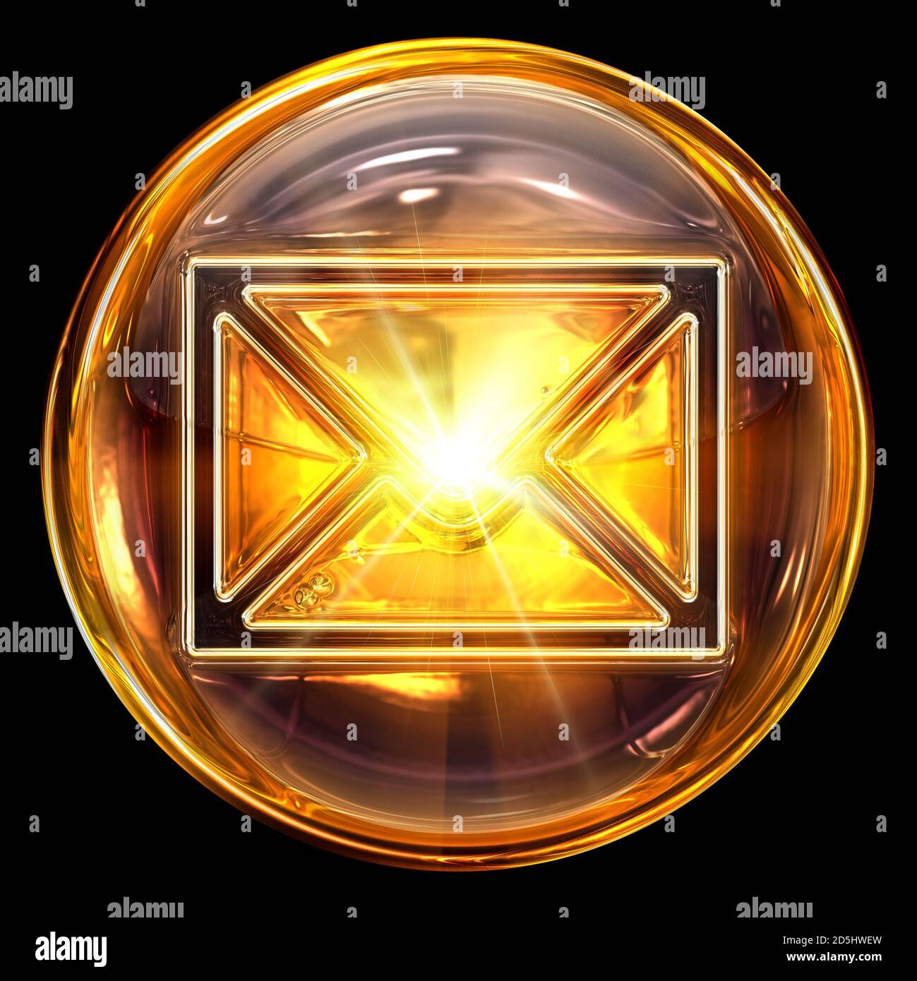 Envelope icon fire, isolated on black background Stock Photo - Alamy