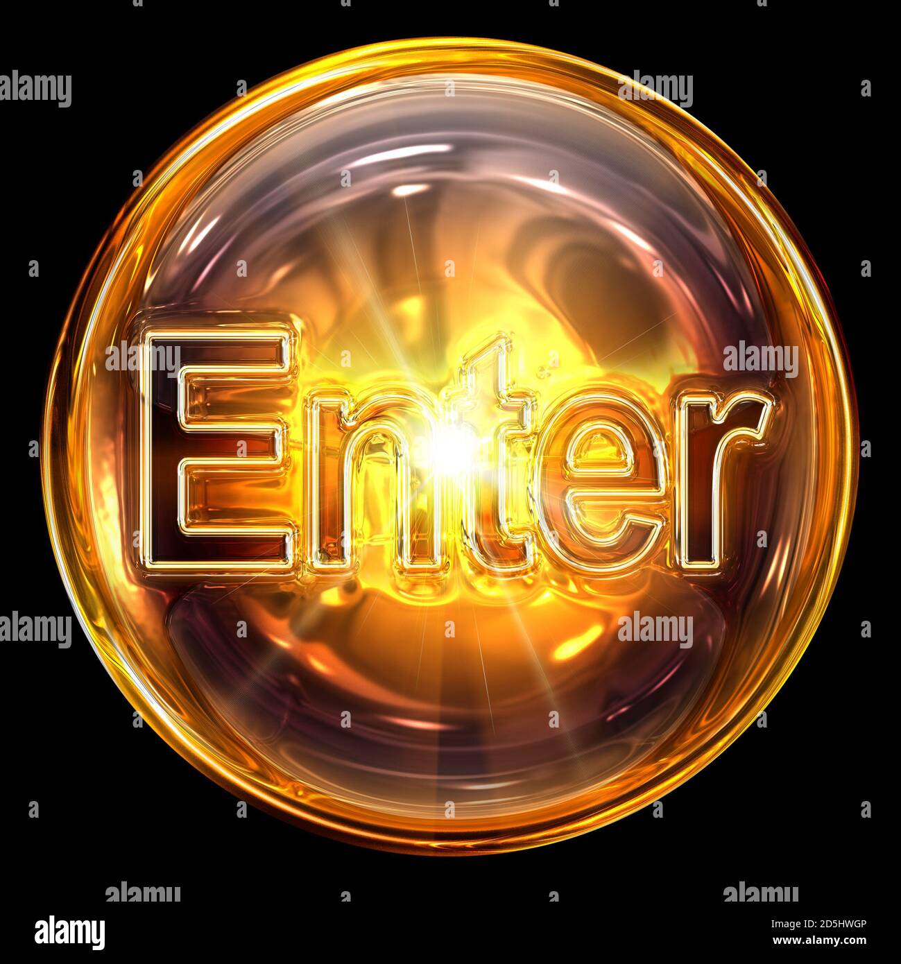 Enter icon fire, isolated on black background Stock Photo - Alamy