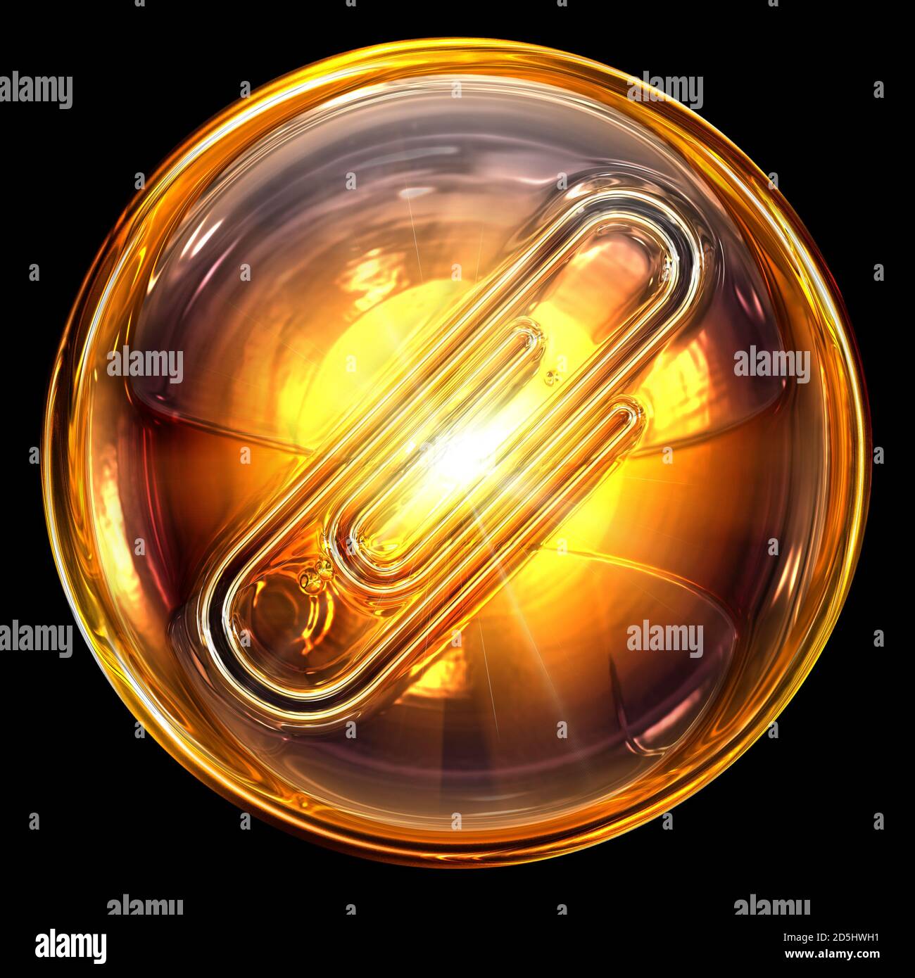 Paperclip icon golden, isolated on black background Stock Photo - Alamy