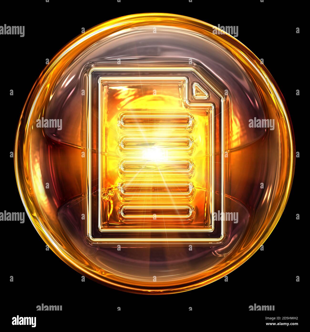 Document icon fire, isolated on black background Stock Photo - Alamy