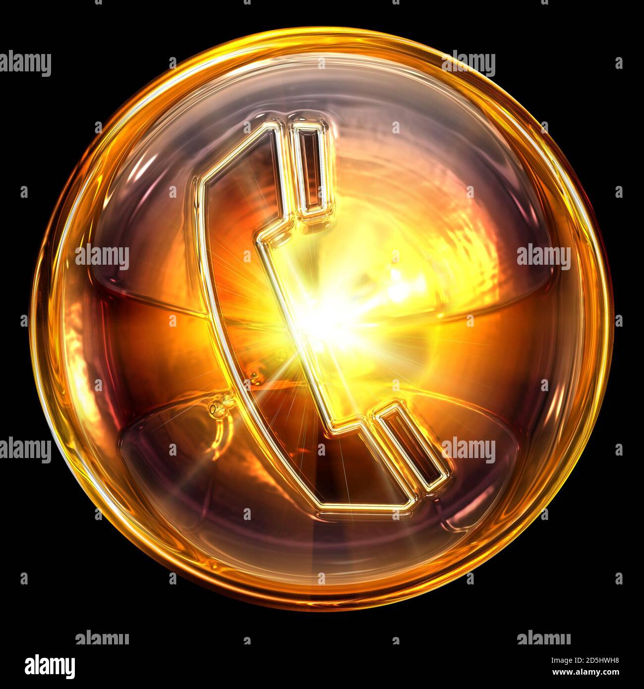 phone icon fire, isolated on black background Stock Photo - Alamy