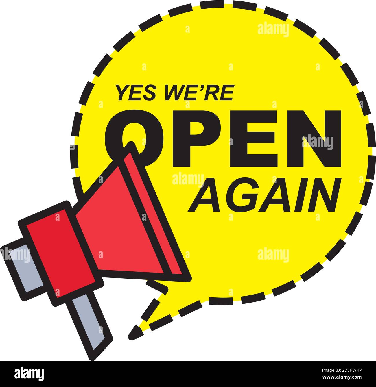 we are open bubble with megaphone line and fill style icon vector ...