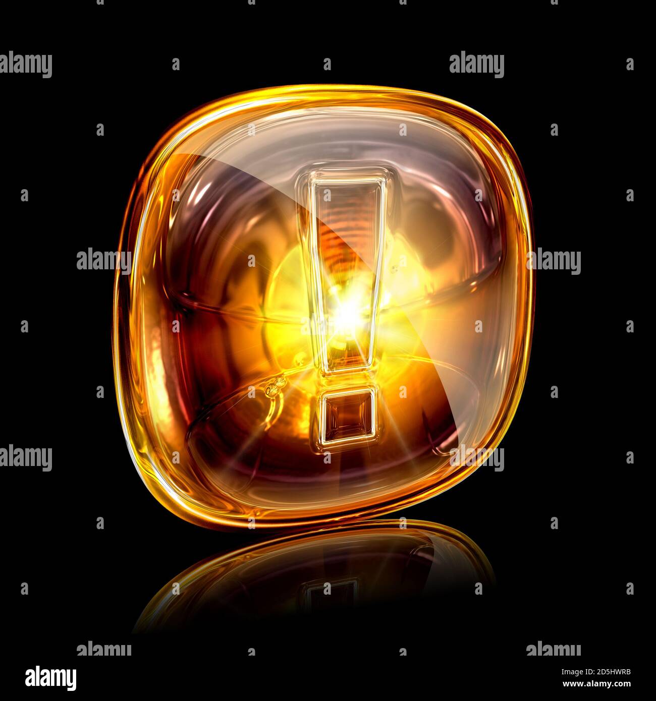 Exclamation symbol icon amber, isolated on black background Stock Photo ...